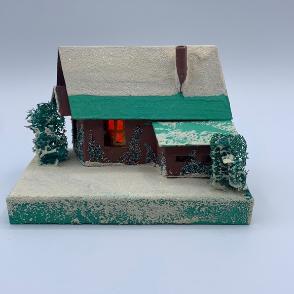 Vintage | Holiday | Vintage Japan Putz Cardboard Sponge Trees House ...
